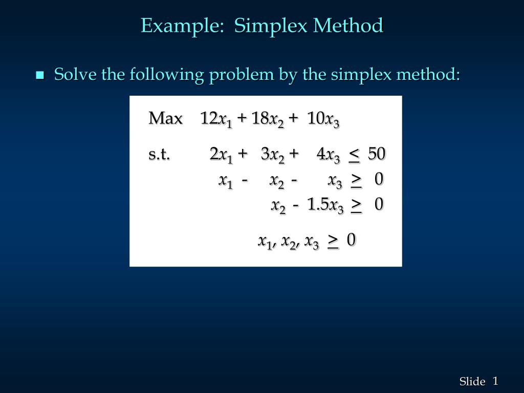 PPT - Example: Simplex Method PowerPoint Presentation, free download ...