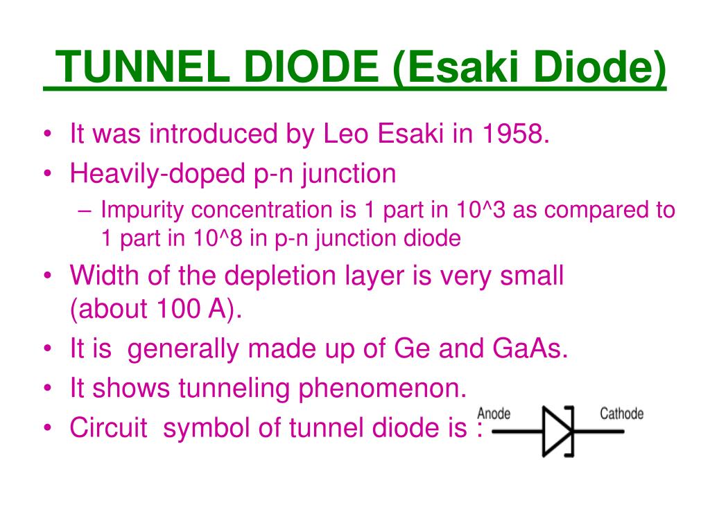 PPT - TUNNEL DIODE (Esaki Diode) PowerPoint Presentation, free download - ID:5123799