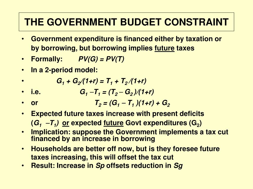 PPT - THE GOVERNMENT BUDGET CONSTRAINT PowerPoint Presentation, free ...