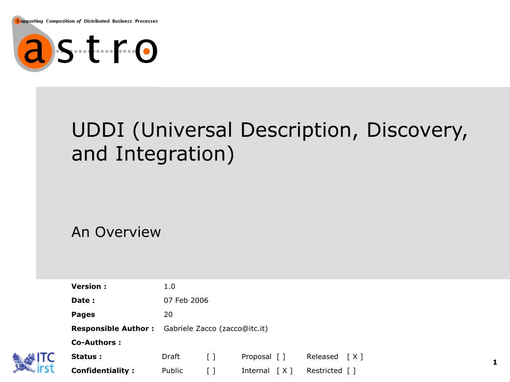PPT - UDDI (Universal Description, Discovery, and Integration ...