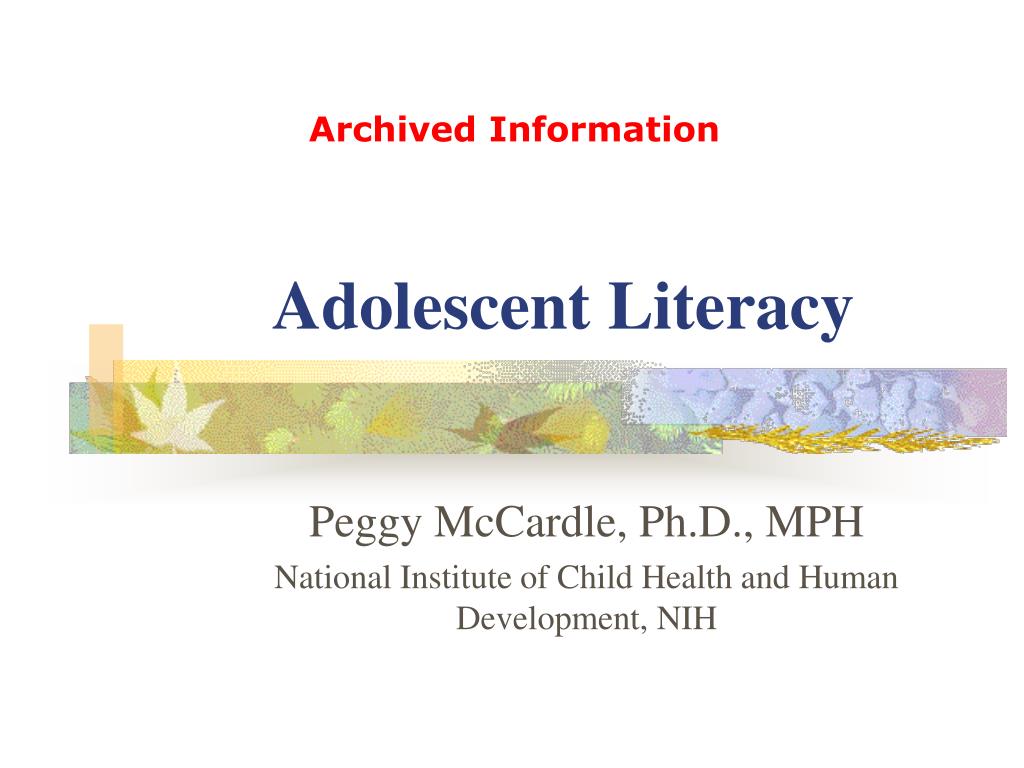 PPT - Adolescent Literacy PowerPoint Presentation, free download - ID ...