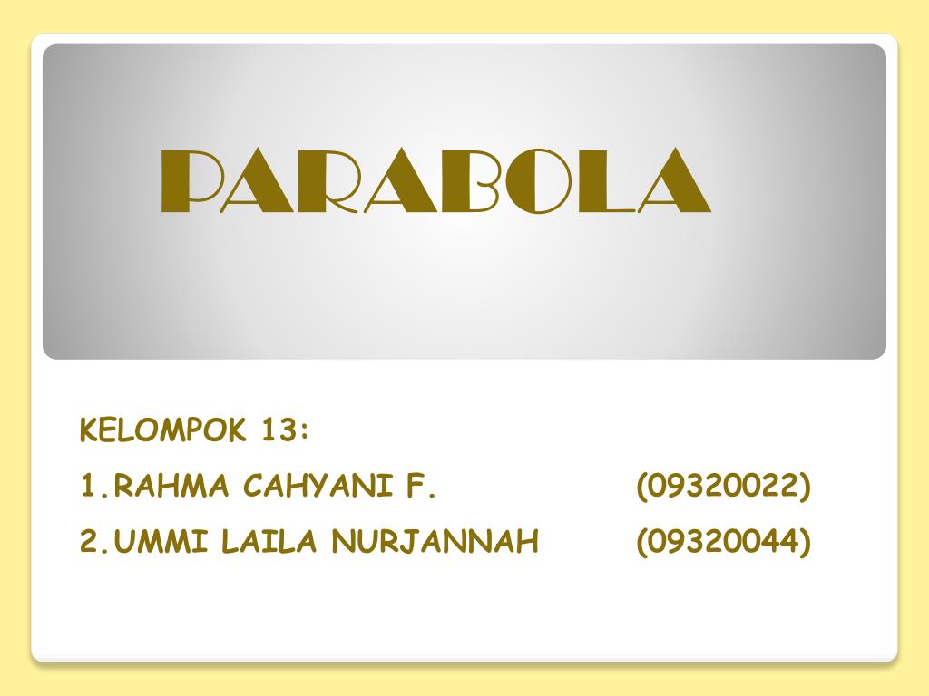 PPT - PARABOLA PowerPoint Presentation, free download - ID:5131119