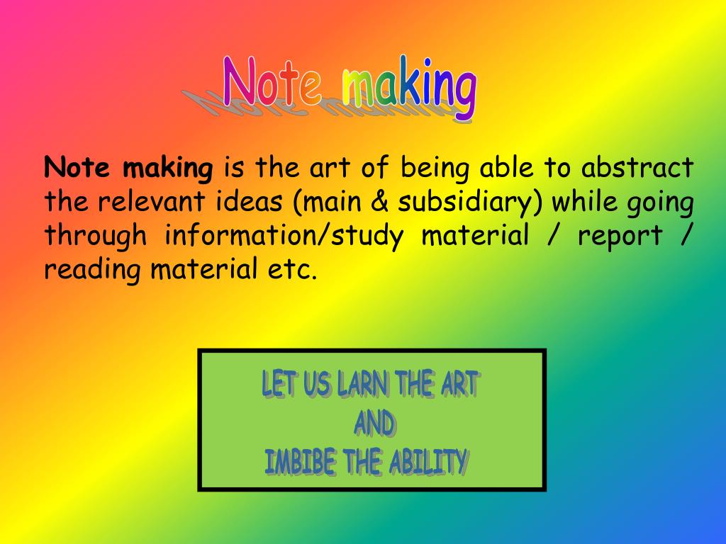 PPT - Note making PowerPoint Presentation, free download - ID:5132427