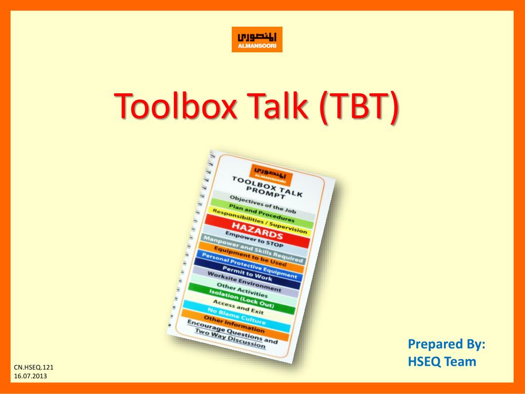 PPT - Toolbox Talk (TBT) PowerPoint Presentation, free download - ID ...