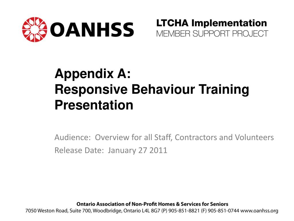 PPT - Appendix A: Responsive Behaviour Training Presentation PowerPoint Presentation - ID:5135554
