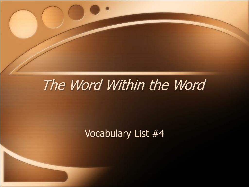 PPT - The Word Within the Word PowerPoint Presentation, free download ...