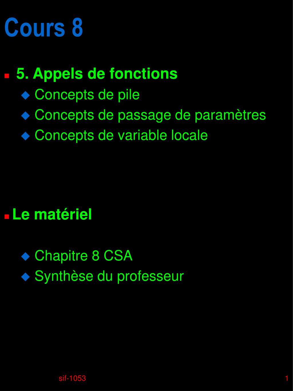 PPT - Cours 8 PowerPoint Presentation, free download - ID:5151415