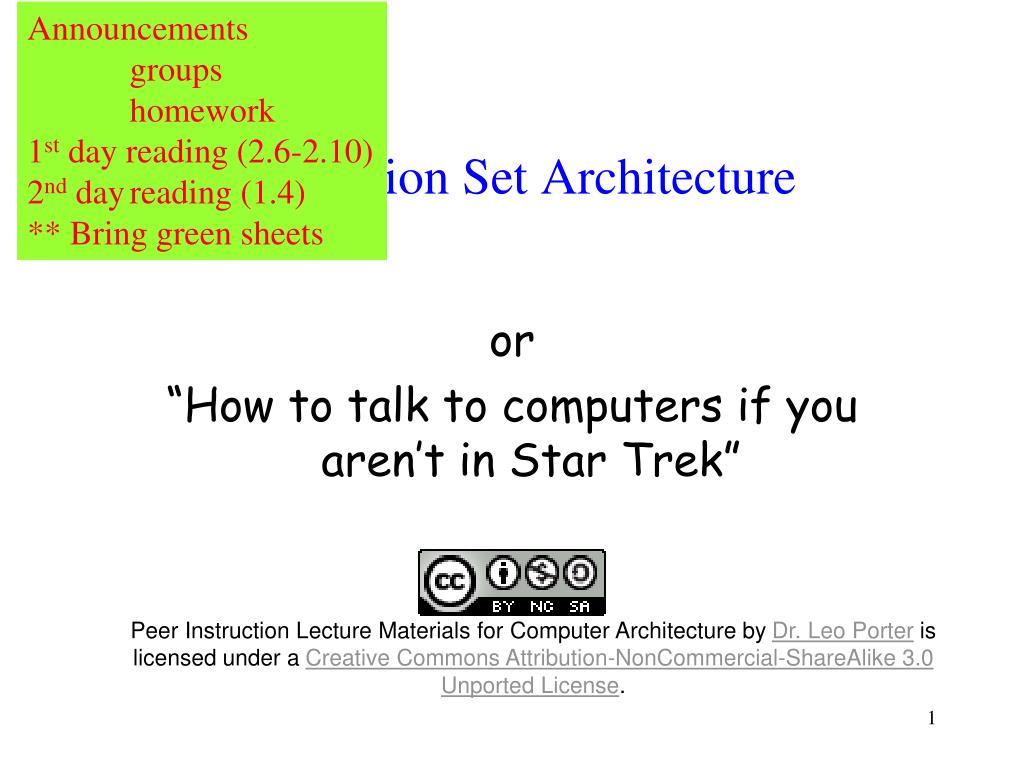 PPT - Instruction Set Architecture PowerPoint Presentation, free ...
