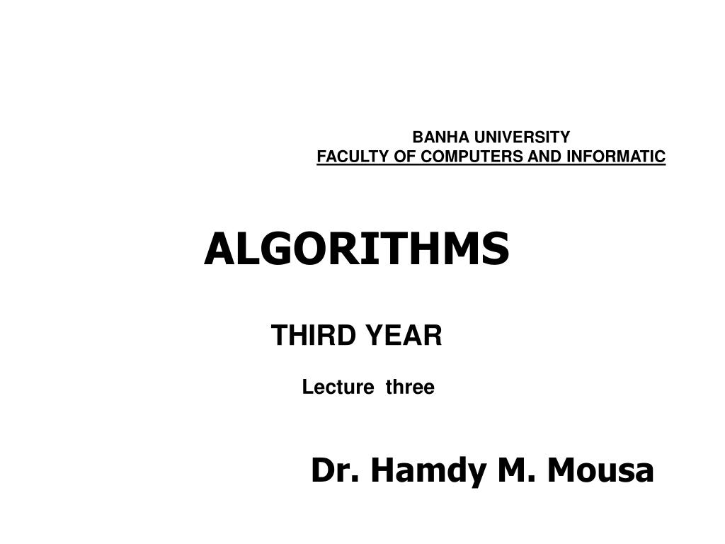 PPT - ALGORITHMS THIRD YEAR PowerPoint Presentation, free download - ID ...