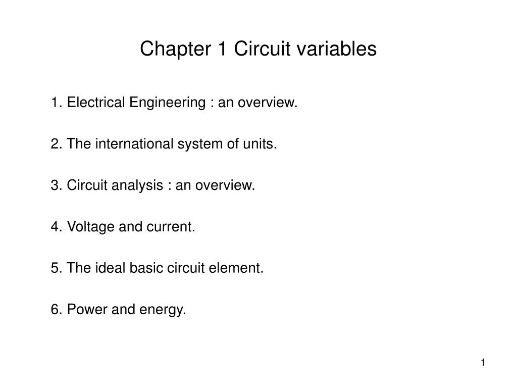 PPT - Chapter 1 Circuit variables PowerPoint Presentation, free ...