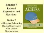 PPT - Chapter 7 Rational Expressions and Equations PowerPoint ...