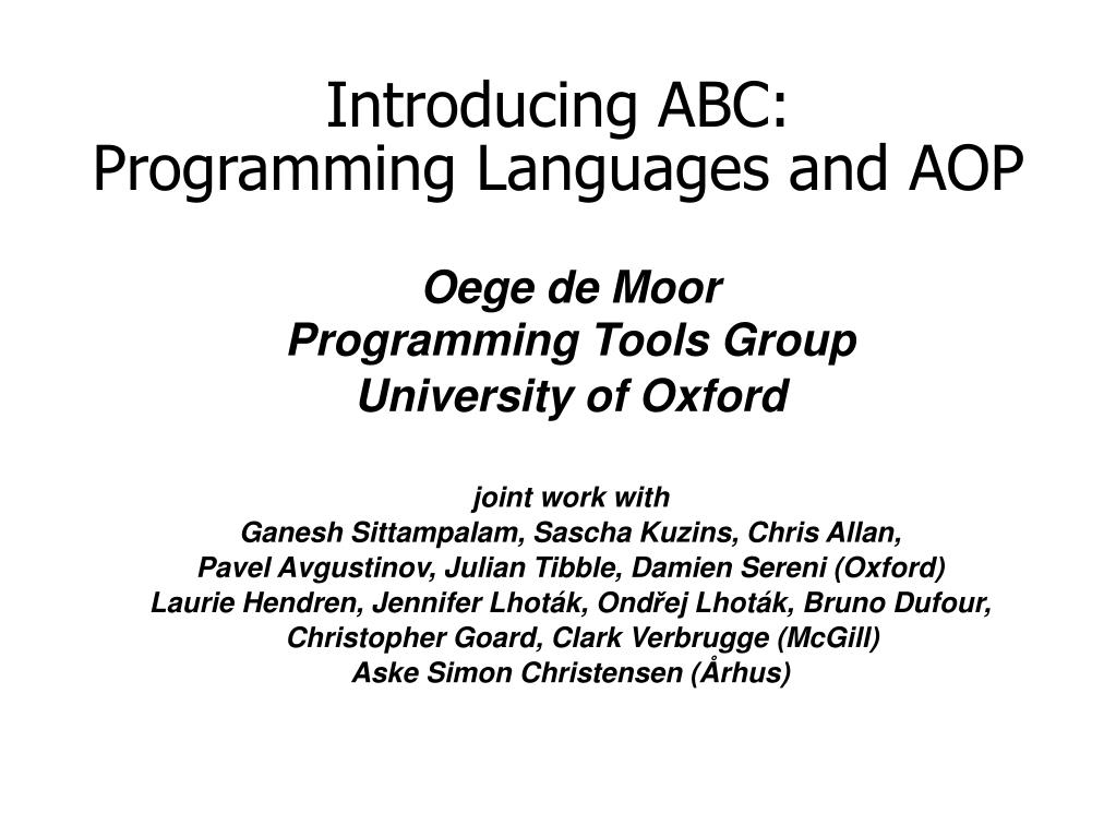 PPT - ABC: Introducing Programming Languages and AOP Roadmap PowerPoint ...