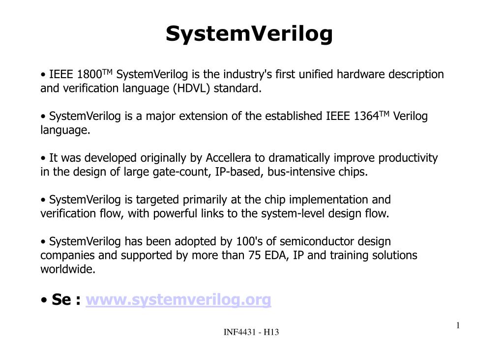 PPT - SystemVerilog PowerPoint Presentation, free download - ID:5186875