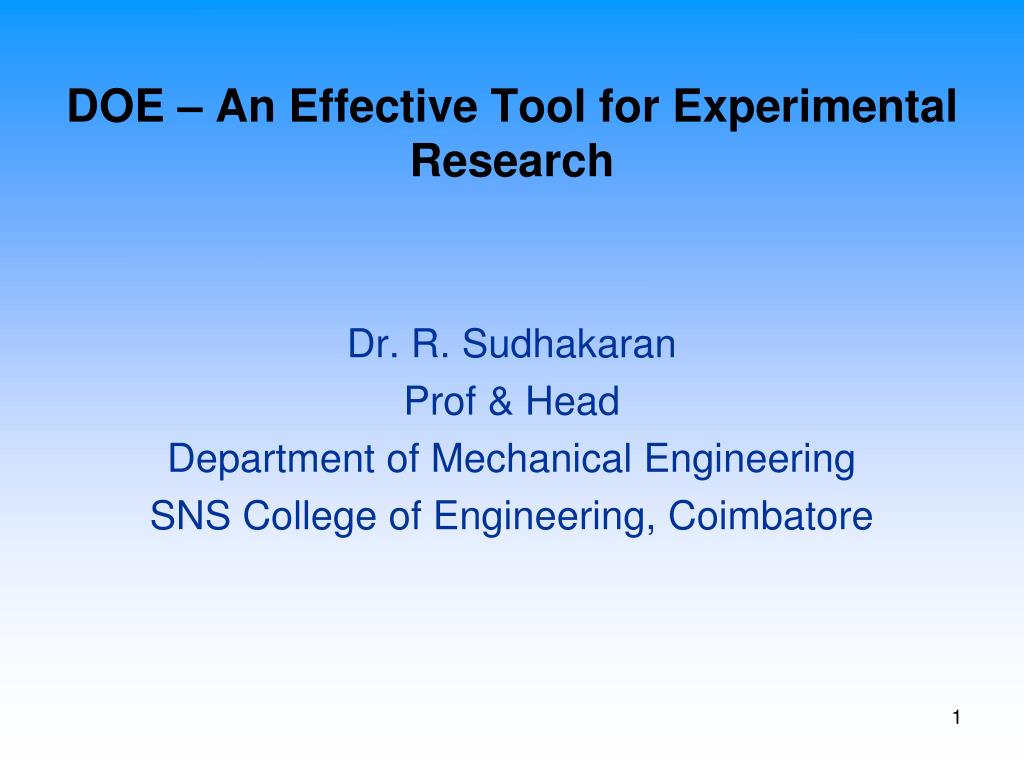 PPT - Effective Application of Design of Experiments (DOE) in ...