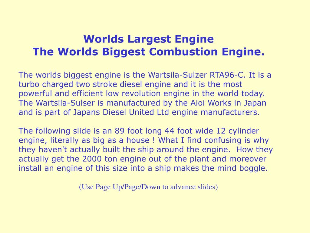 PPT - Worlds Largest Engine The Worlds Biggest Combustion Engine ...