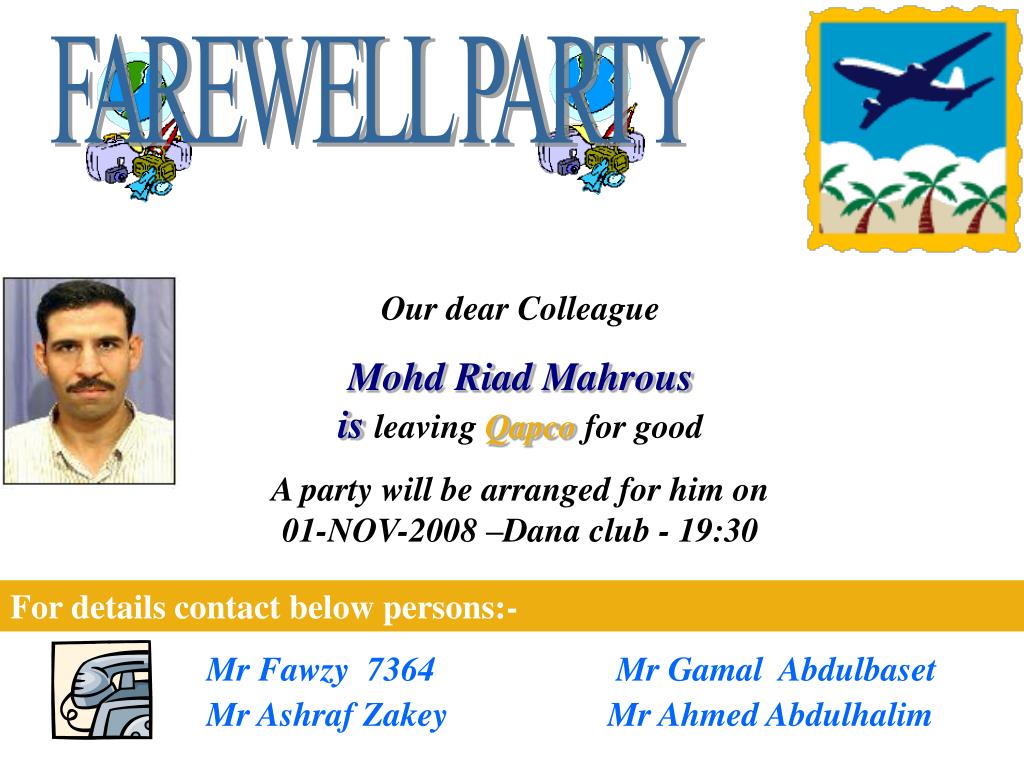 PPT - FAREWELL PARTY PowerPoint Presentation, free download - ID:5214948