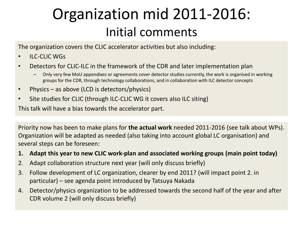 PPT - Organization mid 2011-2016: Initial comments PowerPoint ...