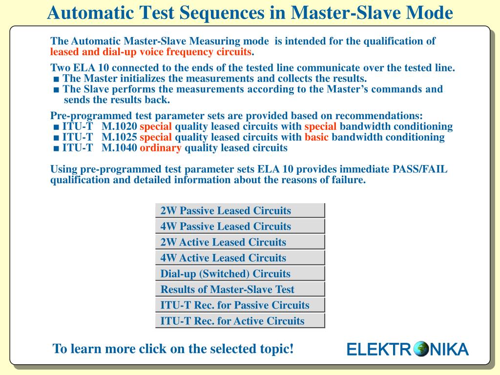 PPT - Automatic Test Sequences in Master-Slave Mode PowerPoint ...