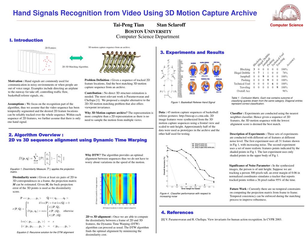 PPT - Hand Signals Recognition from Video Using 3D Motion Capture ...