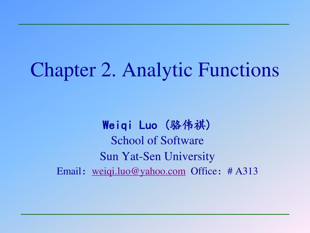 PPT - Chapter 2. Analytic Functions PowerPoint Presentation, free download - ID:5258813