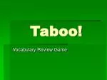 PPT - TABOO PowerPoint Presentation, free download - ID:4912309