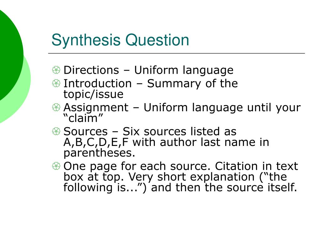 PPT - Synthesis Question PowerPoint Presentation, free download - ID ...