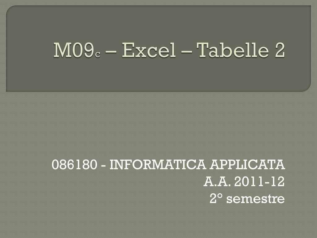 PPT - M09 c – Excel – Tabelle 2 PowerPoint Presentation, free download - ID:5272736