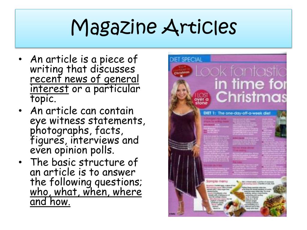 PPT - Magazine Articles PowerPoint Presentation, free download - ID:5274598