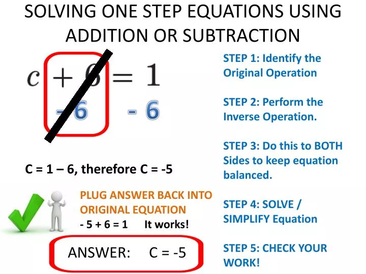 PPT SOLVING ONE STEP EQUATIONS USING ADDITION OR SUBTRACTION
