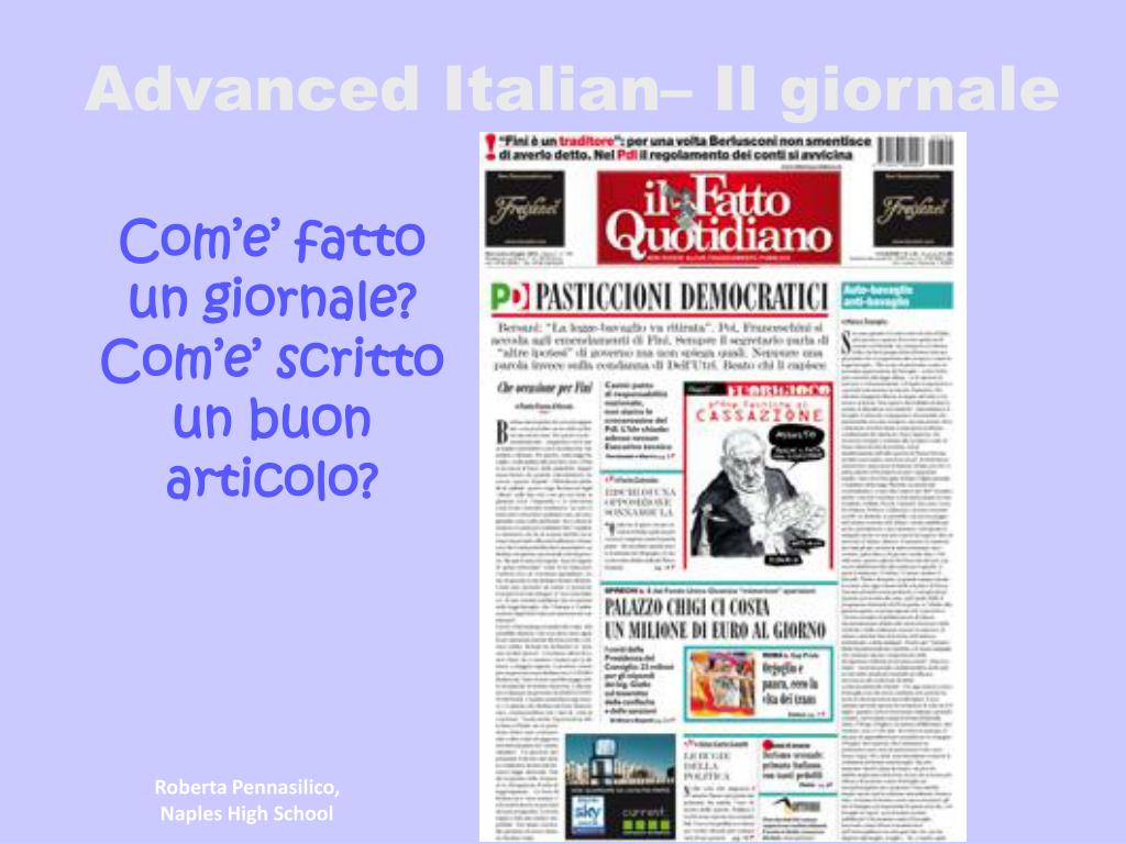 PPT - Advanced Italian– Il giornale PowerPoint Presentation, free ...