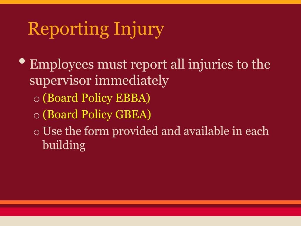 PPT - Reporting Injury PowerPoint Presentation, free download - ID:5302765