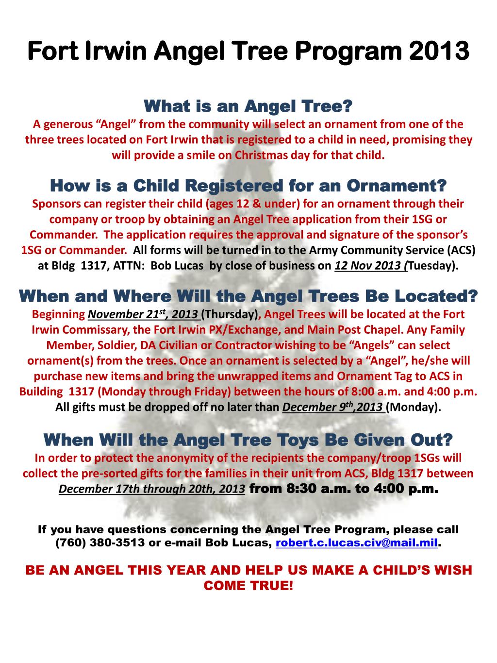PPT - Fort Irwin Angel Tree Program 2013 What is an Angel Tree ...