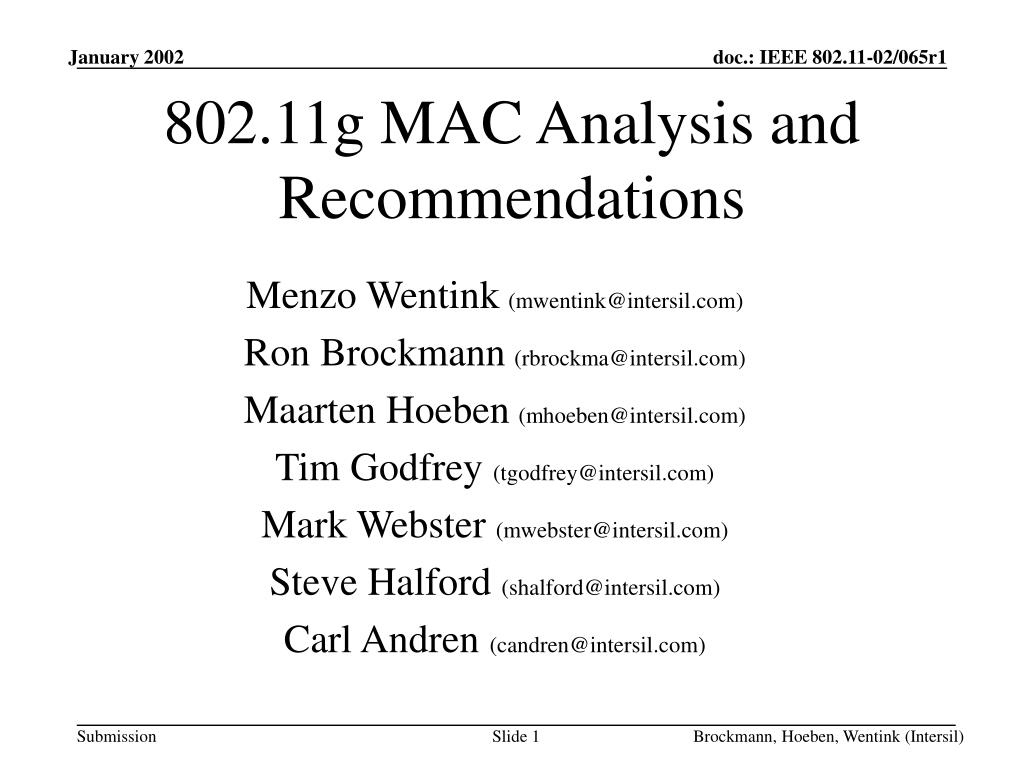 PPT - 802.11g MAC Analysis and Recommendations PowerPoint Presentation ...