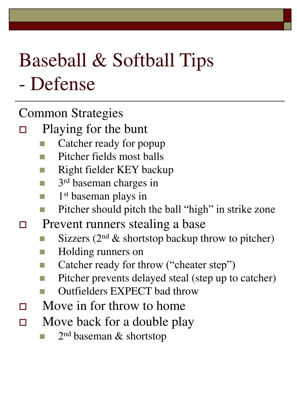 PPT - Baseball & Softball Tips - Defense PowerPoint Presentation, free ...