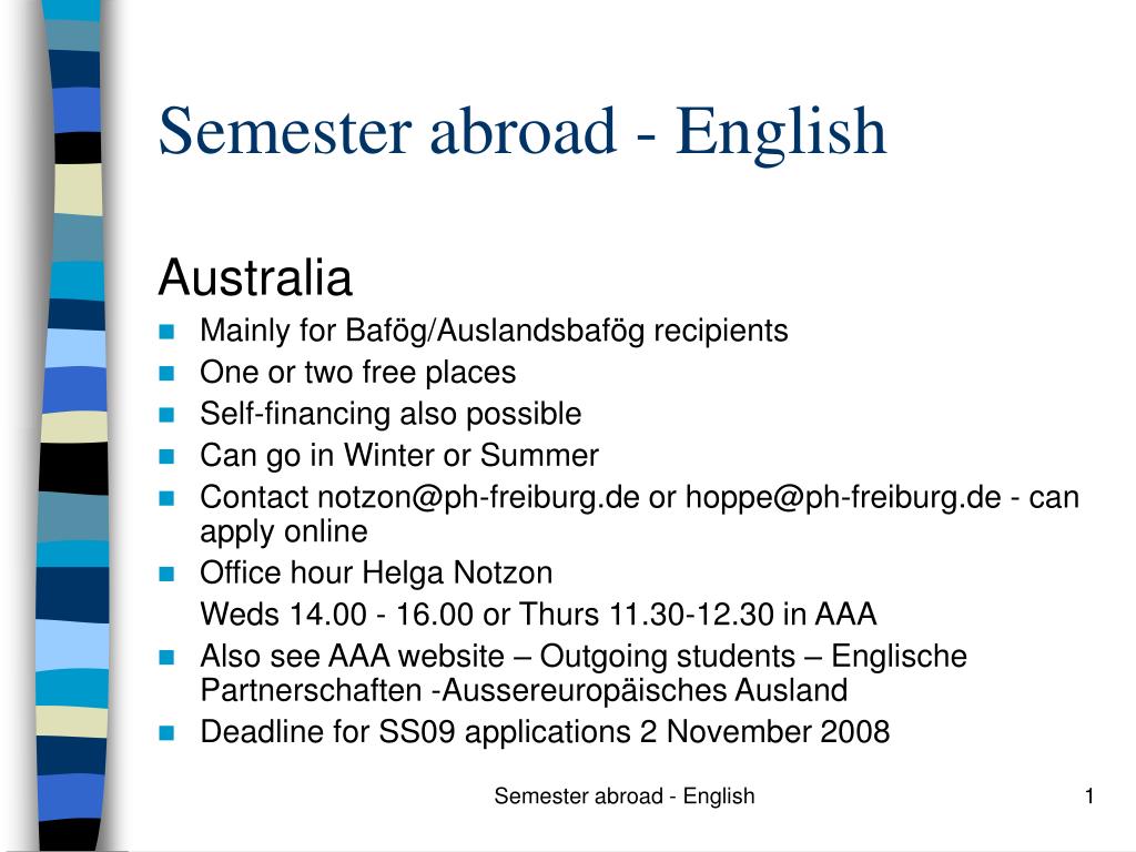PPT - Semester abroad - English PowerPoint Presentation, free download ...