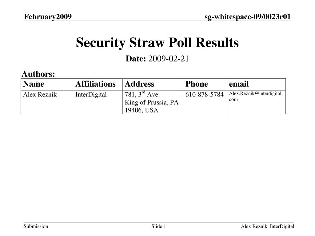 PPT - Security Straw Poll Results PowerPoint Presentation, free ...