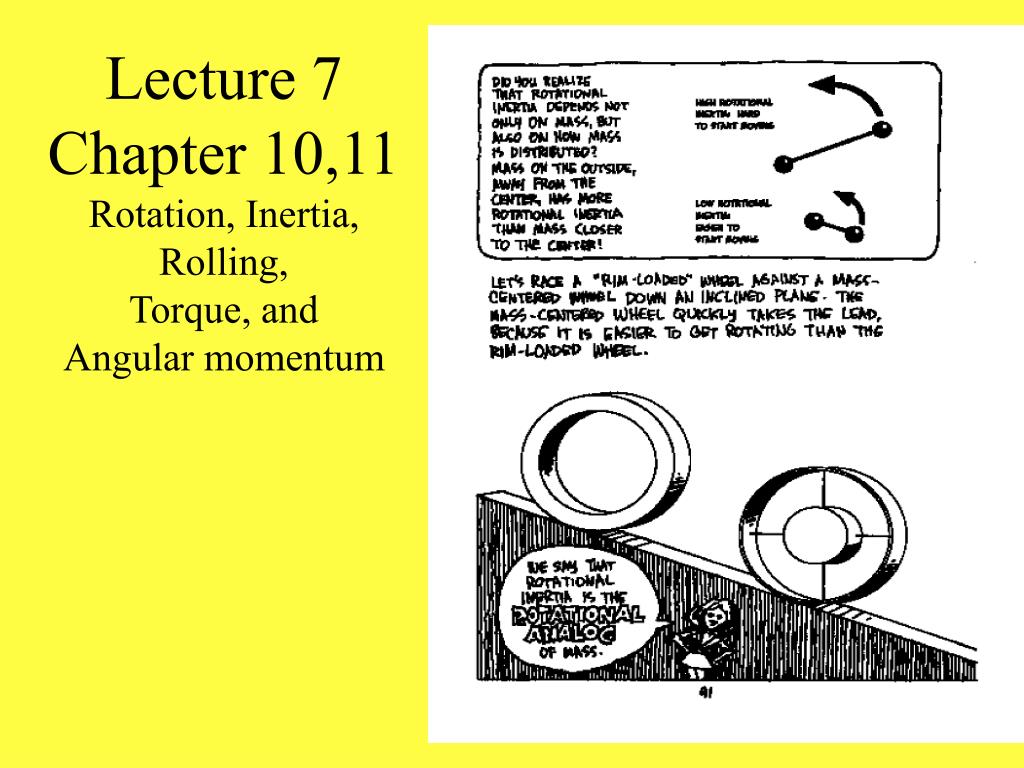 PPT - Lecture 7 Chapter 10,11 Rotation, Inertia, Rolling, Torque, and ...