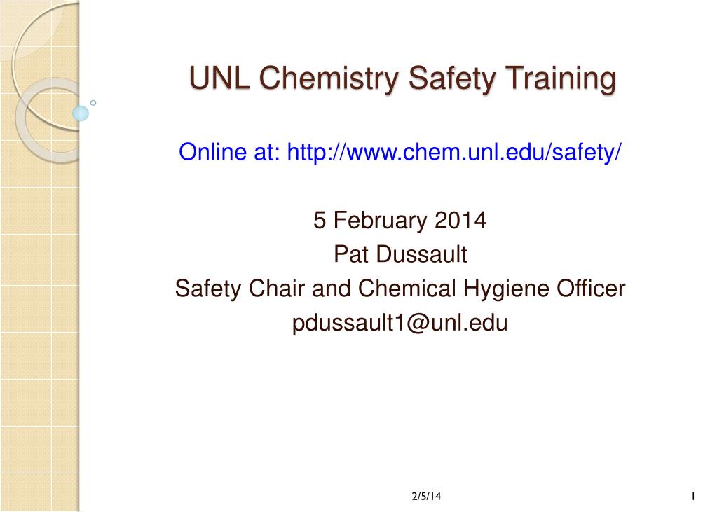 PPT - UNL Chemistry Safety Training PowerPoint Presentation, free ...