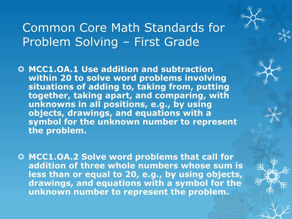 PPT - Common Core Math Standards for Problem Solving – First Grade ...