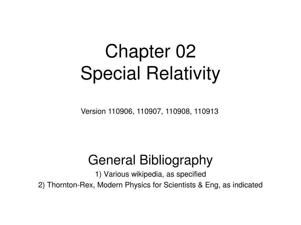 PPT - Chapter 02 Special Relativity PowerPoint Presentation, free ...