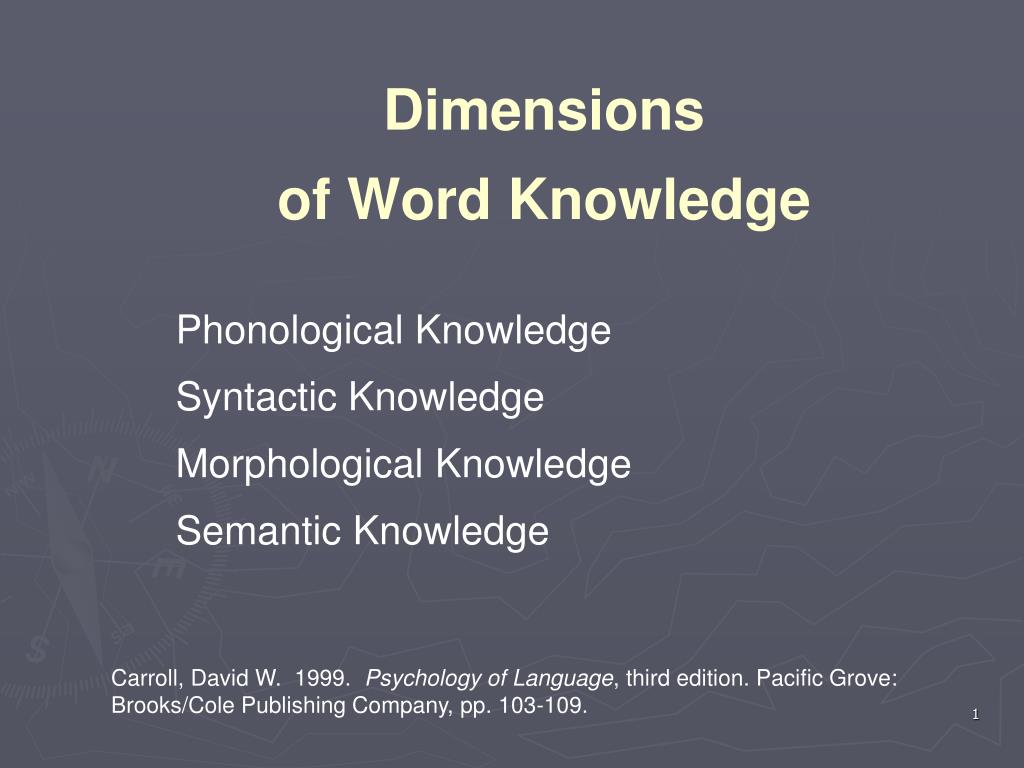 PPT - Dimensions of Word Knowledge PowerPoint Presentation, free ...
