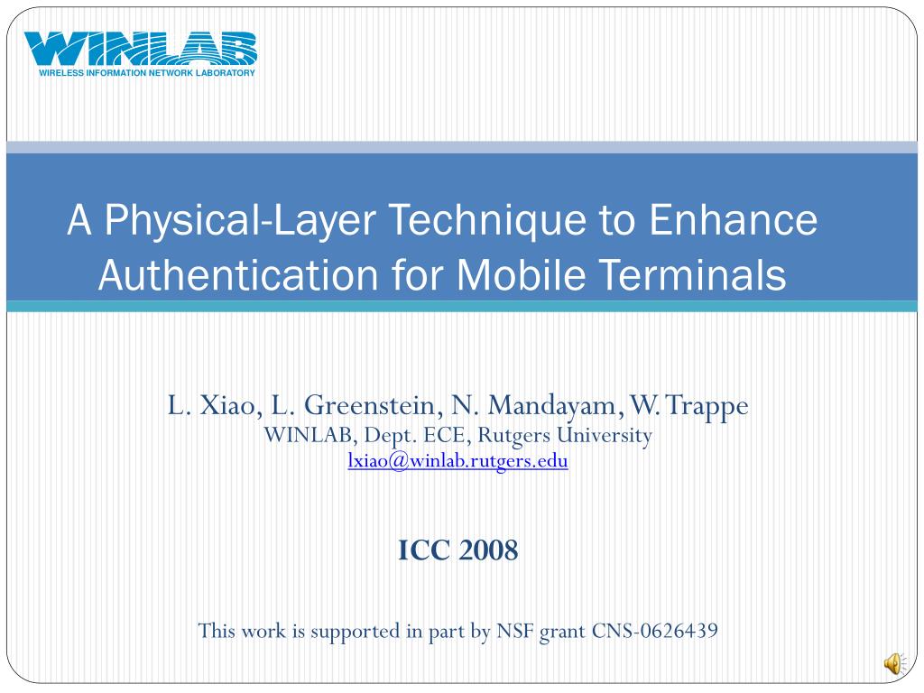 PPT - A Physical-Layer Technique to Enhance Authentication for Mobile ...