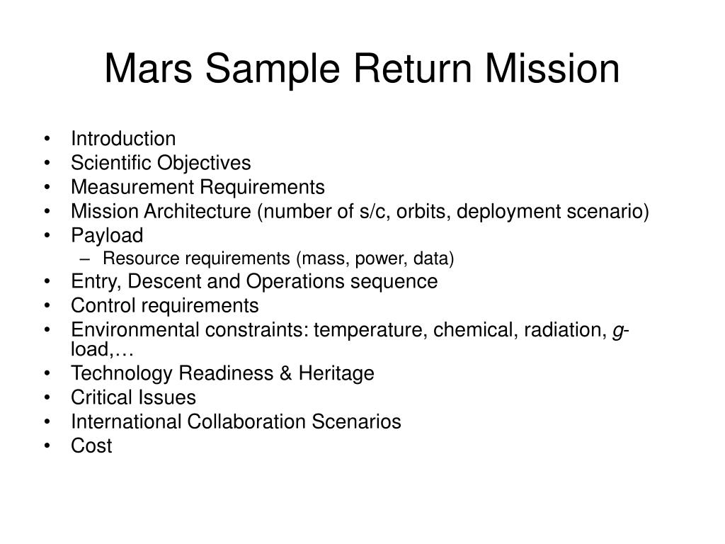 PPT - Mars Sample Return Mission PowerPoint Presentation, free download ...
