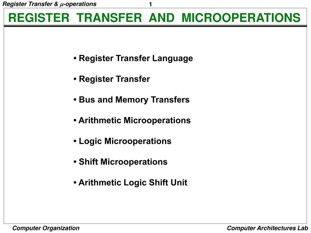 PPT - REGISTER TRANSFER AND MICROOPERATIONS PowerPoint Presentation ...